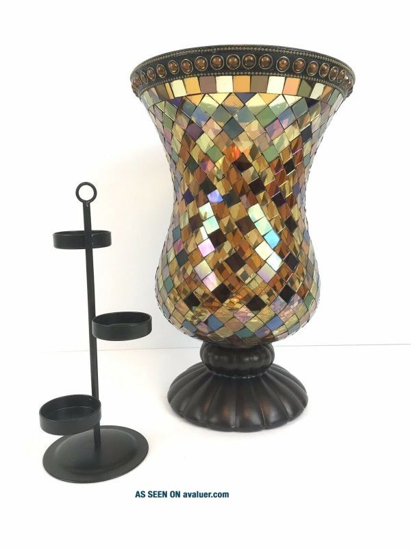 PartyLite Global Fusion Hurricane Stained Glass Mosaic With Tealight ...