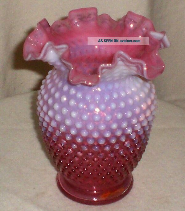 Vintage Fenton Glass Cranberry Opalescent Hobnail Pattern 6 " Vase ...