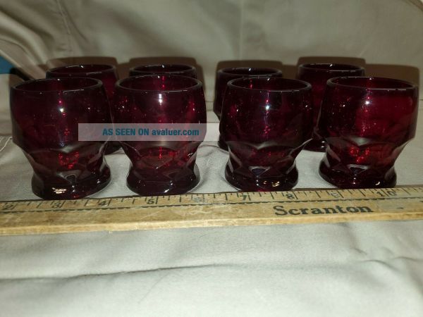 Vintage 80 ' S Fostoria Glass Ruby Red 8 Whiskey Glasses/Shot Glass ...