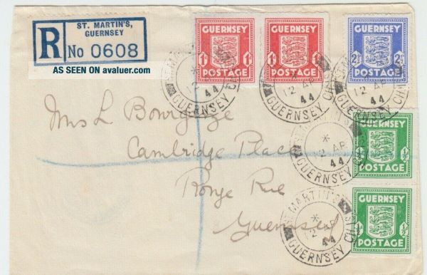 GUERNSEY 1944 WW2 WAR OCC ARMS ALL VALUES REGISTERED ST MARTINS SUB ...