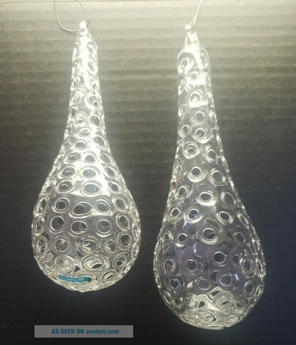 Parise Vetro Italian Art Glass Clear Christmas Tree Ornaments (2) Italy ...