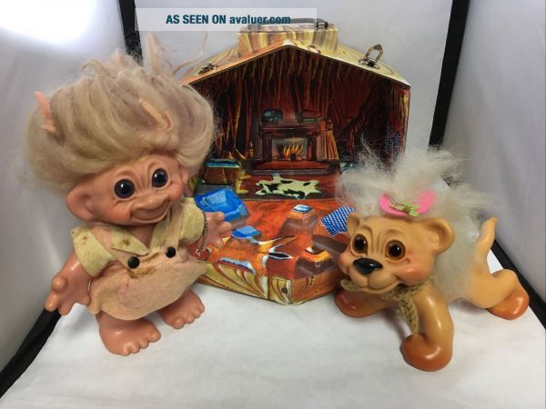 Vintage Troll Bank Doll Thomas DAM With Lion And Troll House Carrier ...