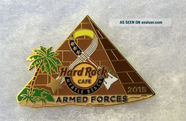 HARD ROCK CAFE MYRTLE BEACH ARMED FORCES PYRAMID WITH PALM TREES PIN ...