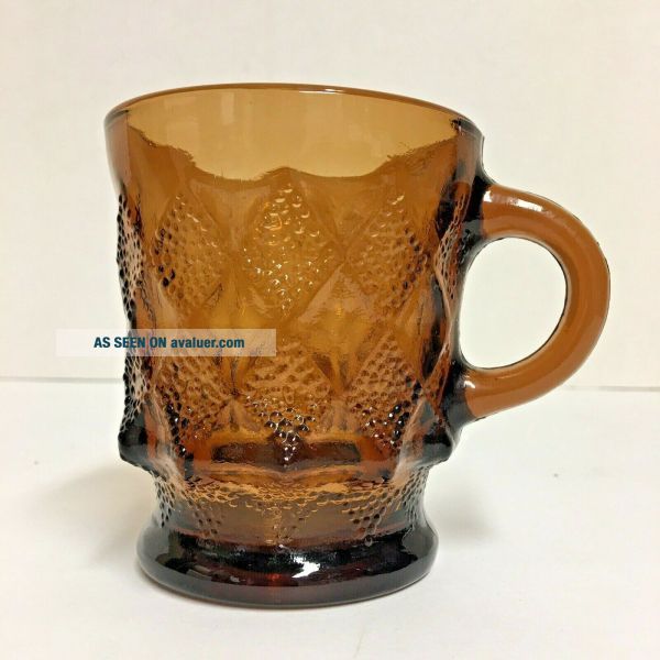 Vintage Fire King Anchor Hocking Amber Glass Kimberly Mug Diamond ...