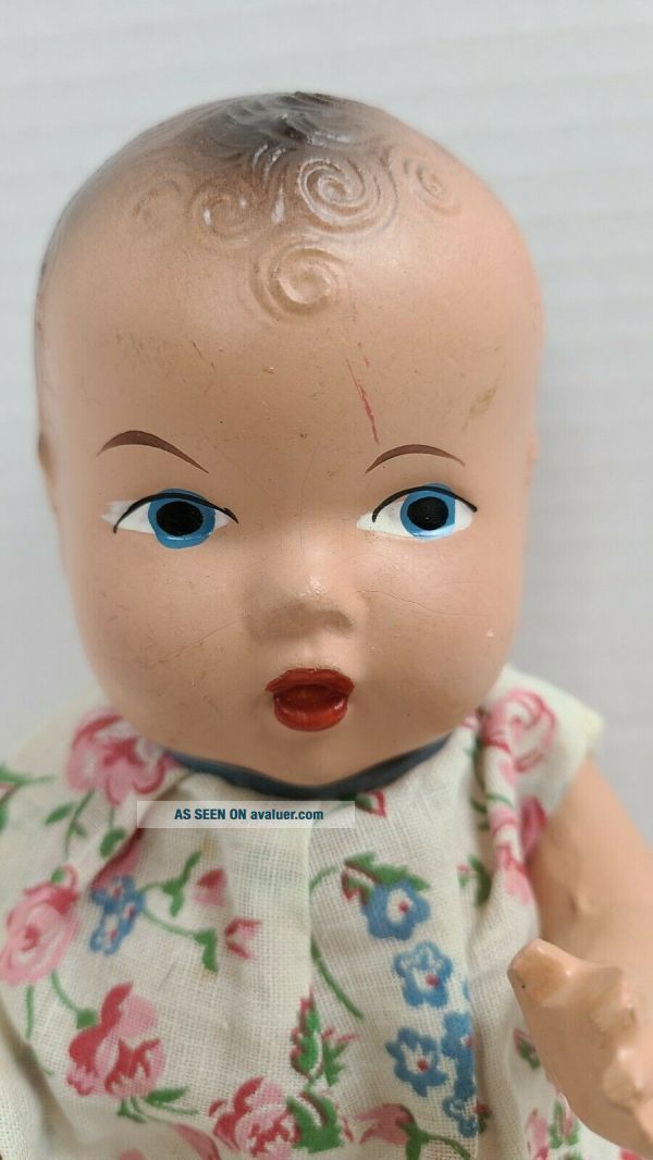 Vintage/Antique 9 " Composition Baby Doll In Hand - Made Clothes ...
