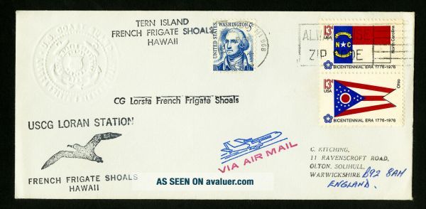 US French Frigate Shoals Stamp Cover With Coast Guard Seal | #37326065
