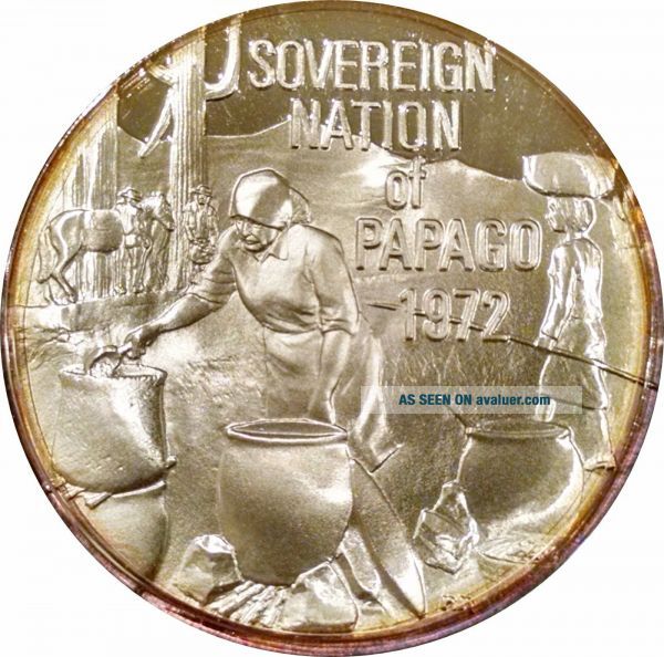 1972 SOVEREIGN NATION OF PAPAGO INDIAN TRIBE PROOF 999 SILVER MEDAL IN ...