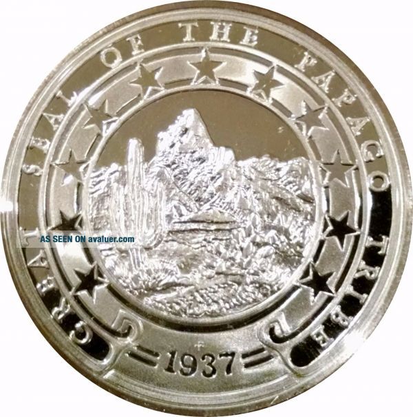 1972 SOVEREIGN NATION OF PAPAGO INDIAN TRIBE PROOF 999 SILVER MEDAL IN ...