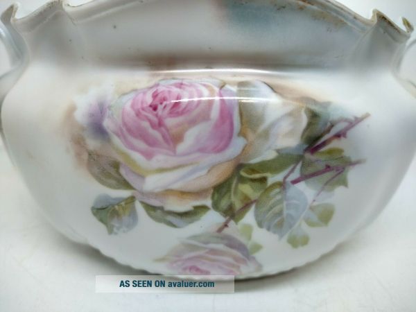 RS Prussia Red Mark Cracker Jar Hand Painted Roses Satin | #37461112