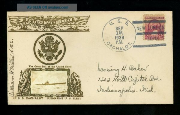 US Naval Ship Cover USS Cachalot SS - 170 Pre WWII Era 1938 Submarine ...