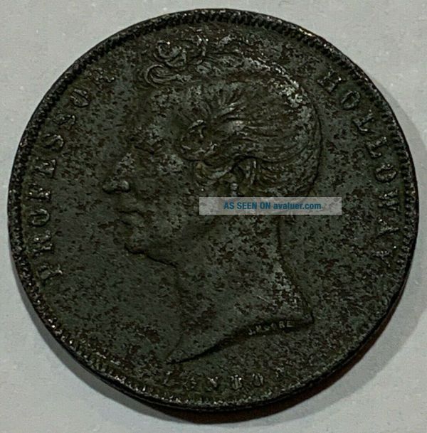 1857 Colonial Australia 1 Penny Professor Holloway London England Trade ...