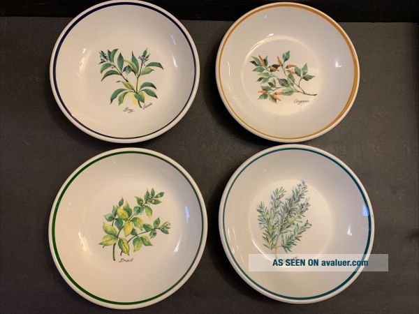 Over And Back Italy 4 Pasta Bowls Rosemary Basil Cayenne Bay Herb ...