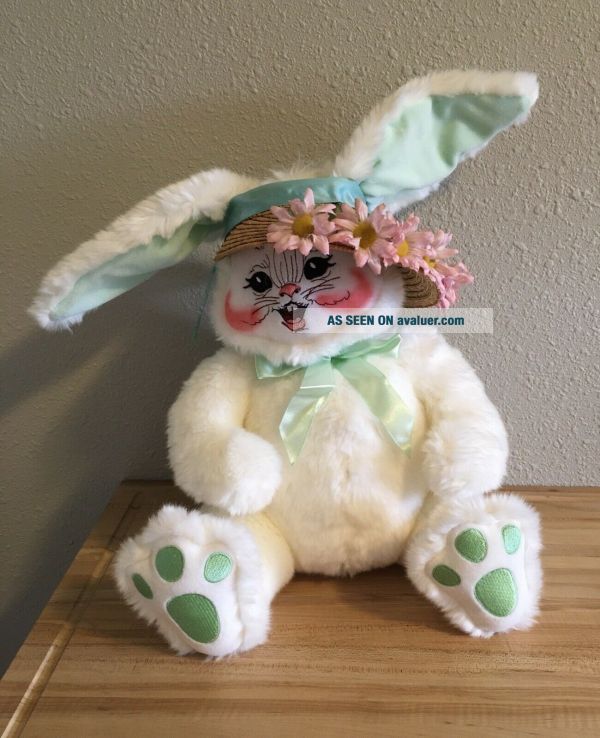 Annalee Plush Easter Rabbit Bunny 12” With Straw Hat & Flowers | #37555305