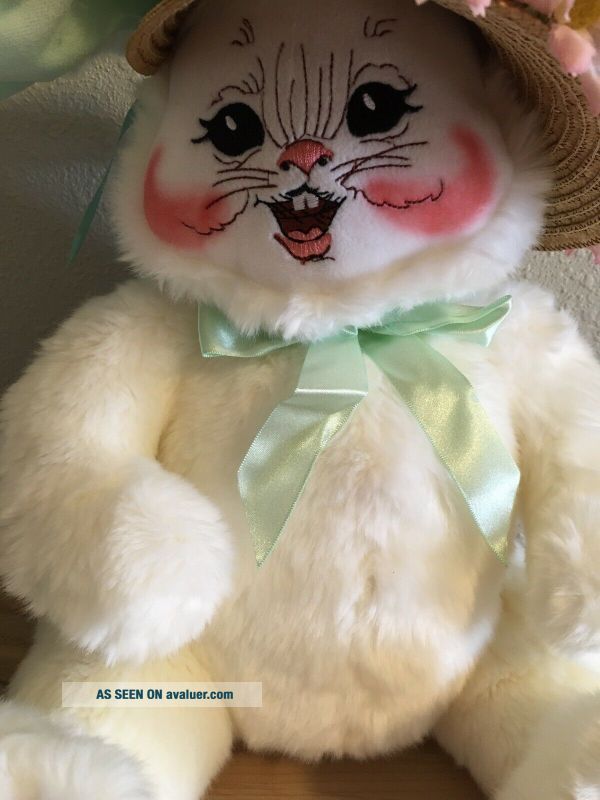 Annalee Plush Easter Rabbit Bunny 12” With Straw Hat & Flowers | #37555305