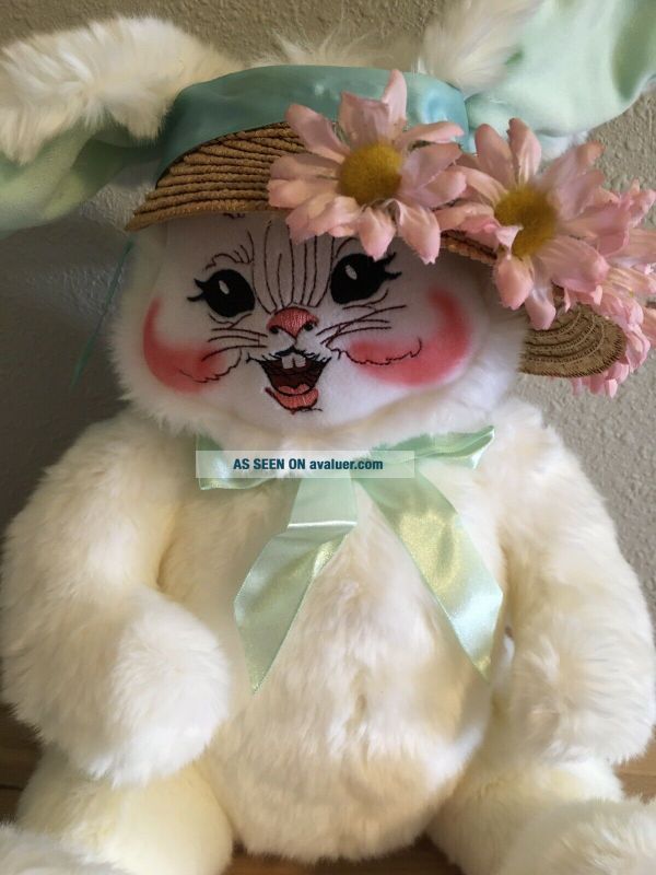 Annalee Plush Easter Rabbit Bunny 12” With Straw Hat & Flowers | #37555305