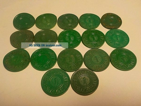 State Of Washington Sales Tax Token Green 1 Plastic | #37556833
