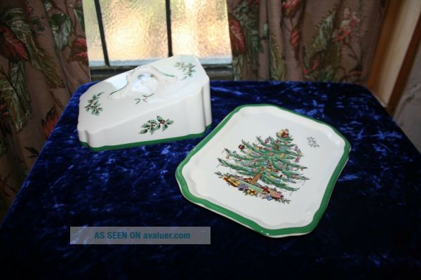 SPODE CHRISTMAS TREE Covered Butter Or Cheese Dish Made In England ...