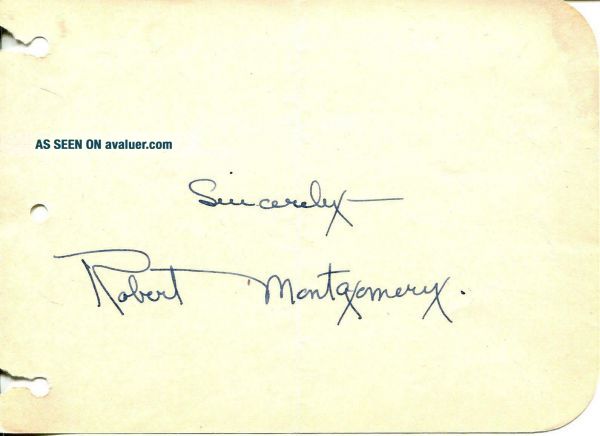 Robert Montgomery Autograph Actor In Here Comes Mr Jordan Signed Page ...