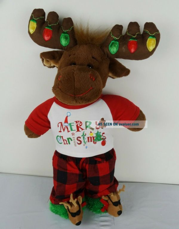 Build A Bear 16 " Christmas Moose Plush Toy Light Up Antlers HAL W ...