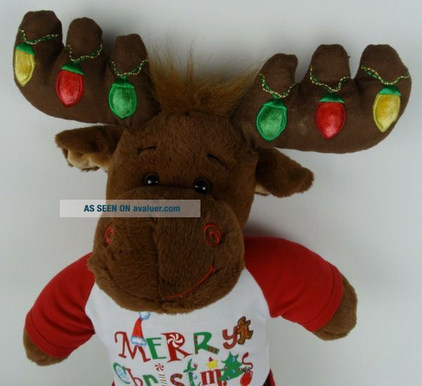 Build A Bear 16 " Christmas Moose Plush Toy Light Up Antlers HAL W ...