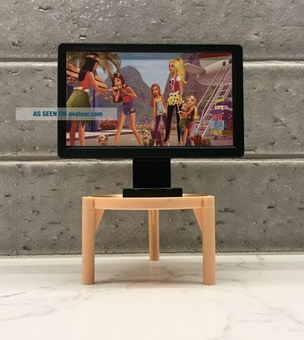 Barbie Doll FLAT SCREEN TV TELEVISION And TABLE Living Room House ...