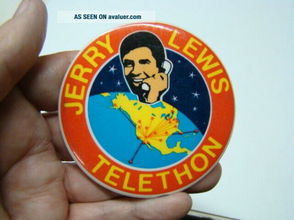 Vintage Jerry Lewis Telethon Pin Back Button TV Show MDA Fundraiser ...