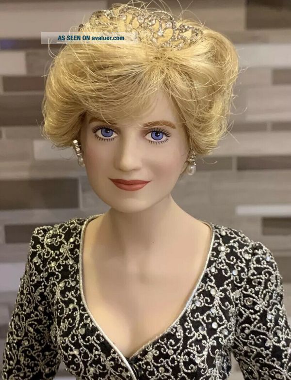 Franklin Princess Diana Porcelain Portrait Doll In Black Gown W/Vest ...
