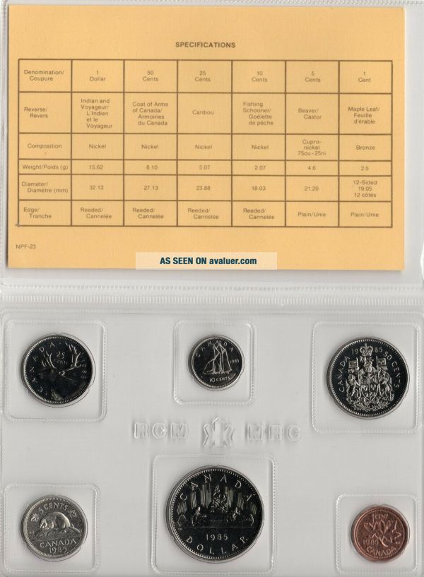 Canada 1985 Proof Like PL Coin Set Experimental Packaging For European ...
