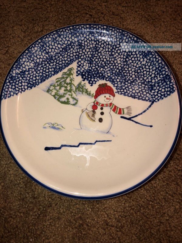 Set 7 Thompson Pottery Retired Snowman Dinner Plates 10 " Sponge - Ware ...