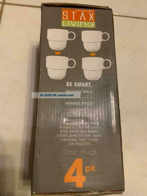 STAX LIVING SET OF 4 STACKABLE GRAY COFFEE MUGS | #37996883