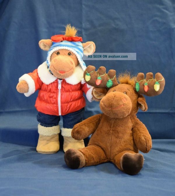 Build A Bear Holiday Set Hal And Holly Moose Christmas Plush Light Up 2 ...