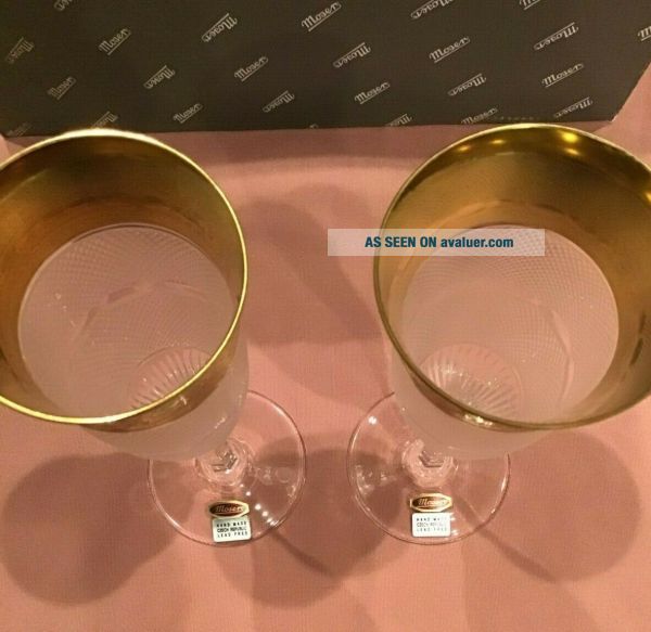 Splendid Moser Crystal Gold Rim Champagne Flutes Set Of 2 | #38073997