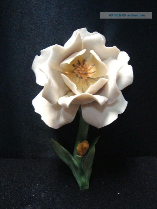 Vintage Capodimonte White Rose Made In Italy Marked | #38206806