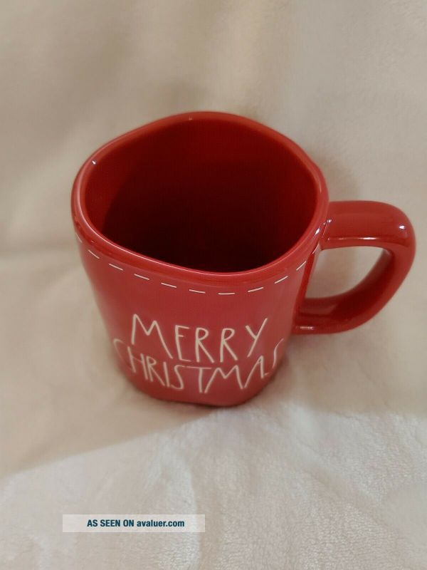 Rae Dunn Red “MERRY CHRISTMAS” Mug With White LL. And White Stitching ...