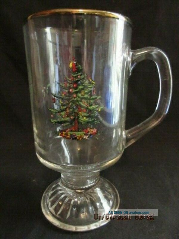 2 SPODE CHRISTMAS TREE Clear Glass IRISH COFFEE MUGS, 5 5/8 " Tall ...