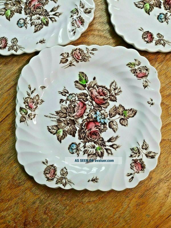 Johnson Brothers DEVON SPRAYS Square Salad Plates, Made In England, 4 ...