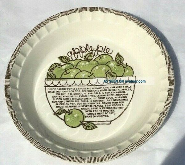 Holiday Apple Pie Dish Plate Recipe On Dish Royal China Co Made In USA ...