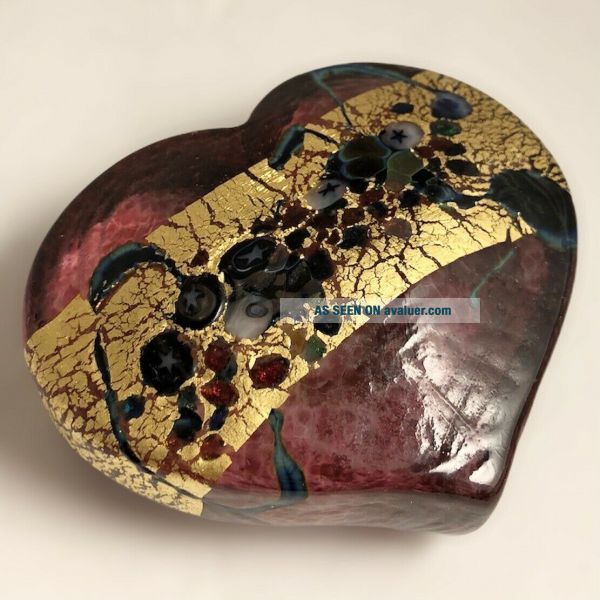 Pink Gold Signed Heart Paperweight Robert Held Studio Art Glass Canada ...