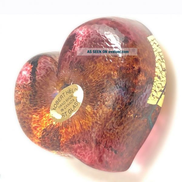 Pink Gold Signed Heart Paperweight Robert Held Studio Art Glass Canada ...