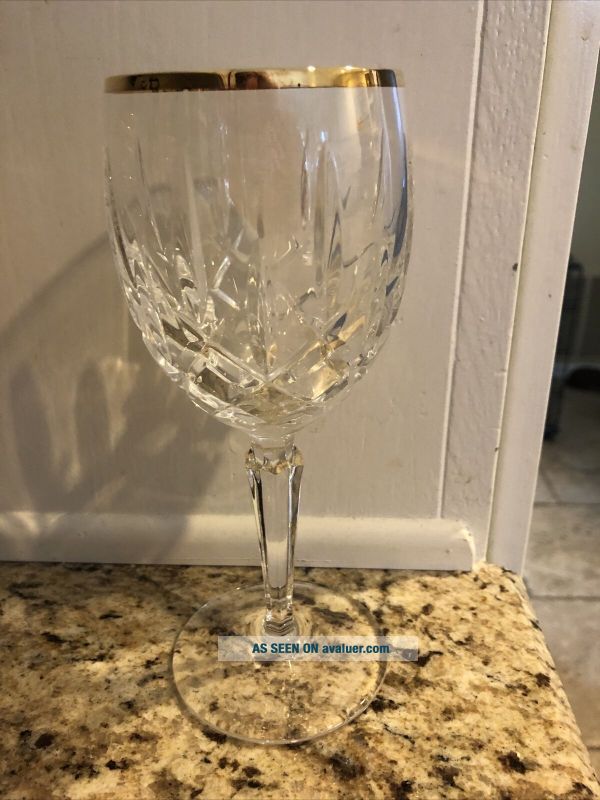 Gorham Crystal 4 LADY ANNE GOLD Rim Wine Glasses | #38315723