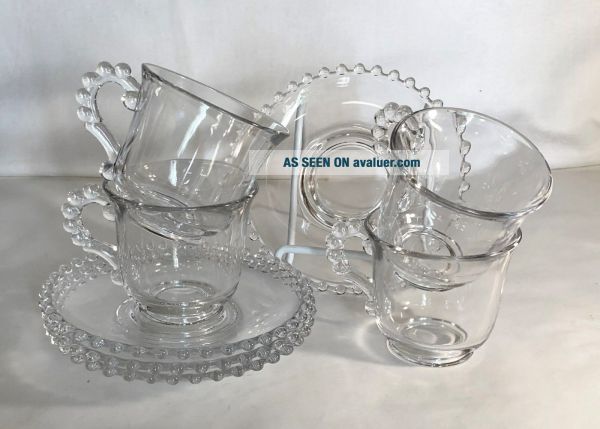 4 Imperial Crystal Candlewick Coffee Cups And Saucers | #38340839