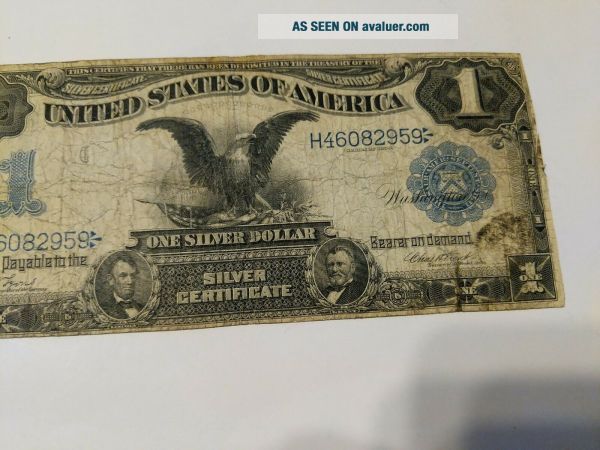 SERIES OF 1899 H SILVER CERTIFICATE ONE SILVER DOLLAR BILL VALUBLE ...
