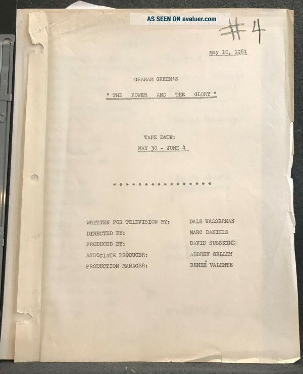 The Power And The Glory 1961 Graham Green TV MOVIE SCRIPT DALE ...