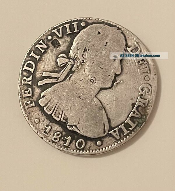 Spanish MEXICO 1810 MO HJ FERDINAND VII 8 Reales Silver Coin Fine ...