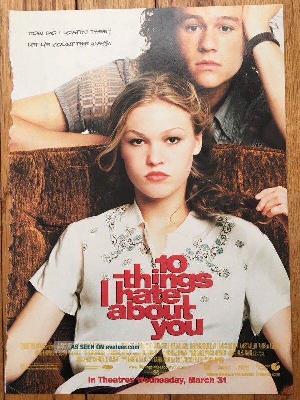 RARE 10 Things I Hate About You Print Ad Heath Ledger Julia Stiles 1999 ...