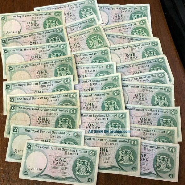 28 X Royal Bank Of SCOTLAND 1 Pound Notes, Edinburgh Castle Reverse ...