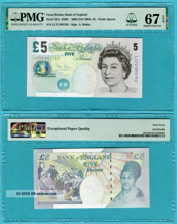 Great Britain, United Kingdom, England 5 Pounds P391c UNC / PMG ...