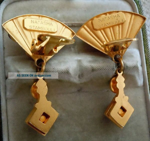 Vintage NATASHA STAMBOULI Maltese Cross Byzantine 24kGP Semi Precious ...