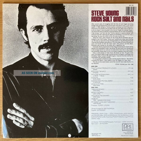 STEVE YOUNG Rock Salt & Nails UK REISSUE LP | #38868367