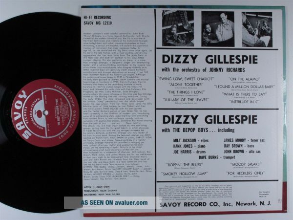 DIZZY GILLESPIE The Dizzy Gillespie Story SAVOY LP VG, | #38847983